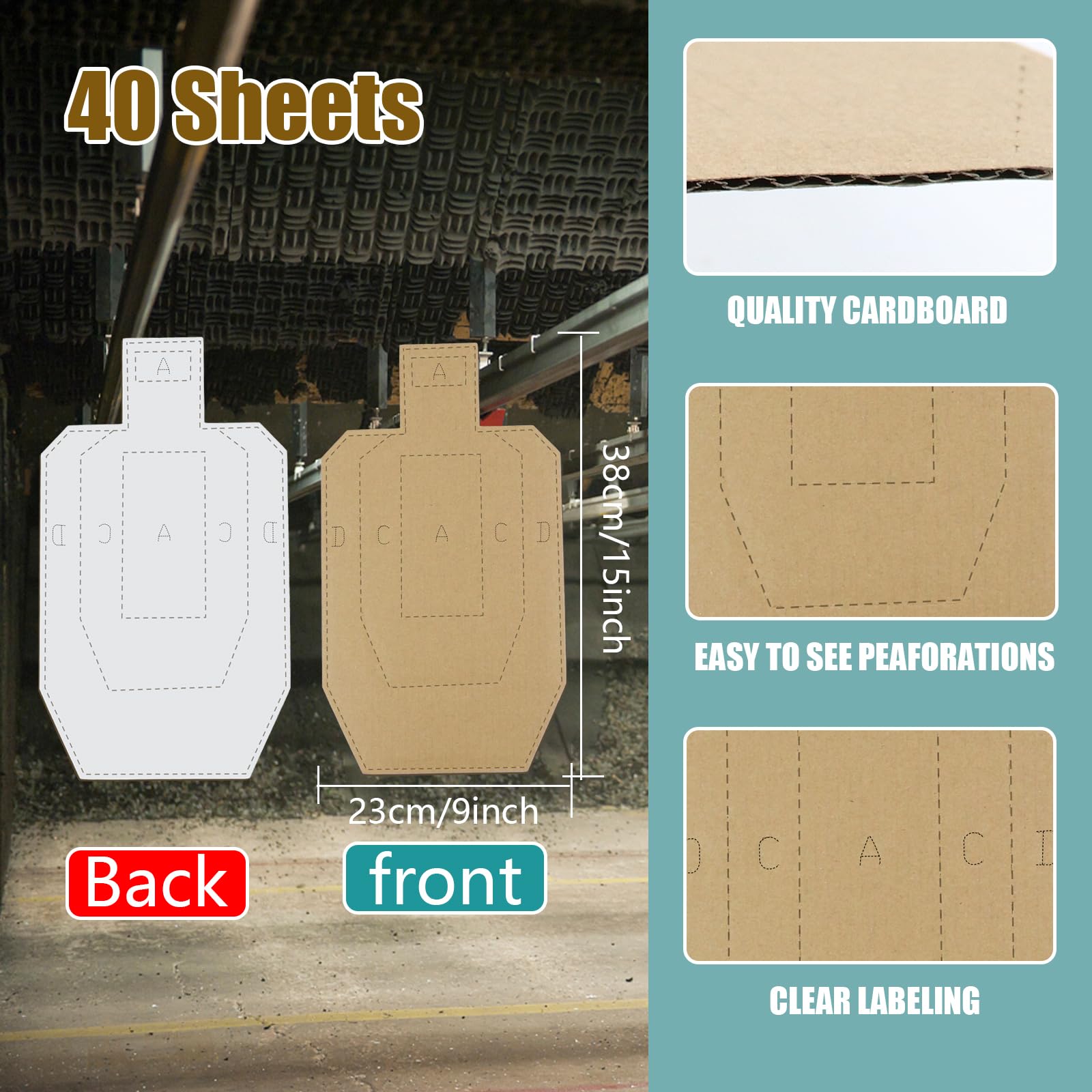 Snapklik.com : HOMSHIAM 40 Sheets 15"x9" Tactical Cardboard IDPA Targets