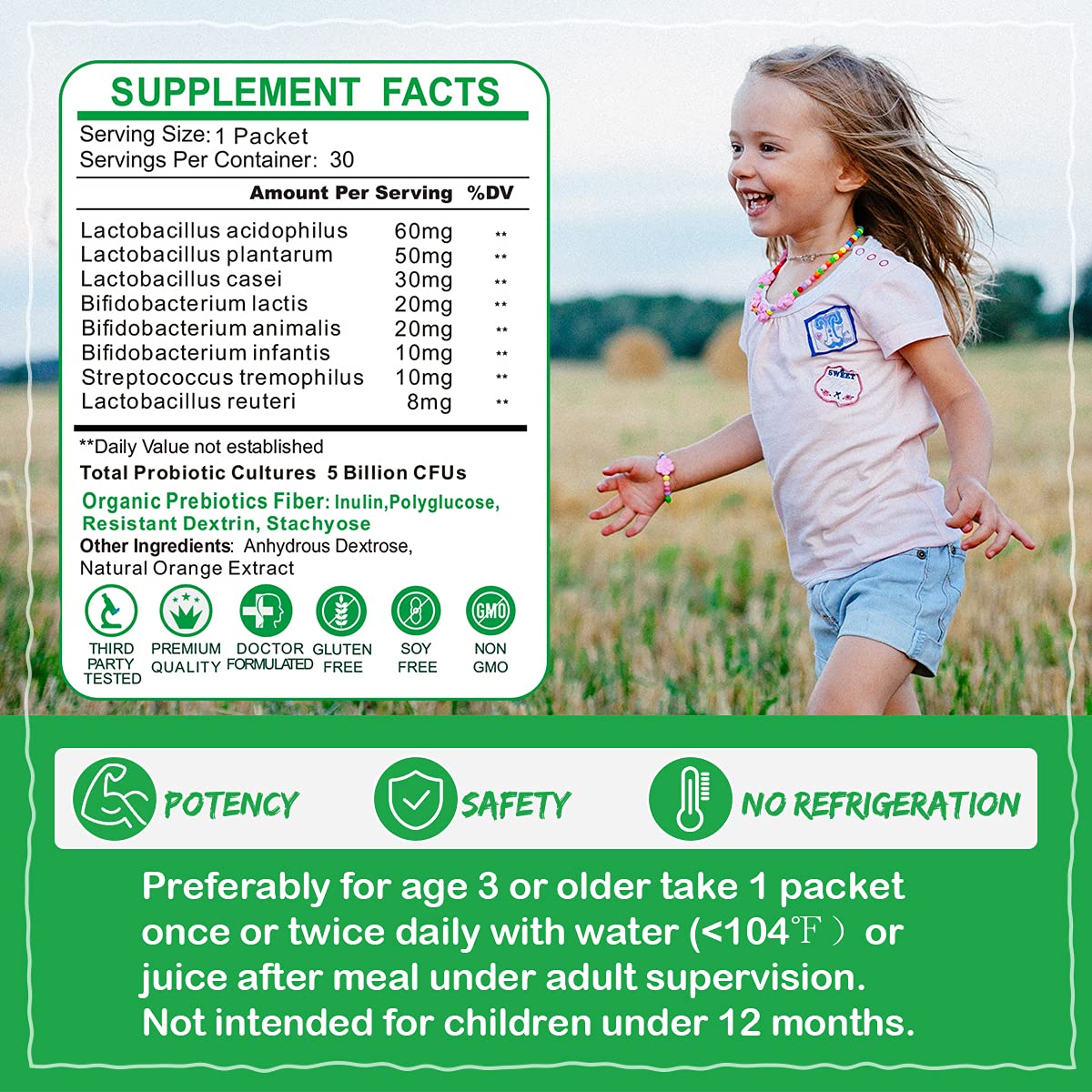 Snapklik.com : ZEBORA Kids Probiotic & Prebiotics Powder Age 3+ Support ...