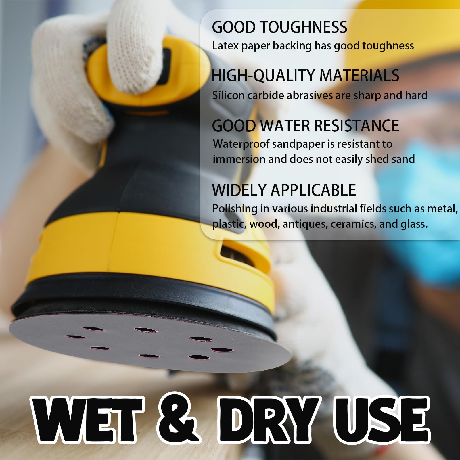 Snapklik.com : 200 Pcs Sandpaper 5 Inch 8 Holes Hook And Loop Wet Dry ...