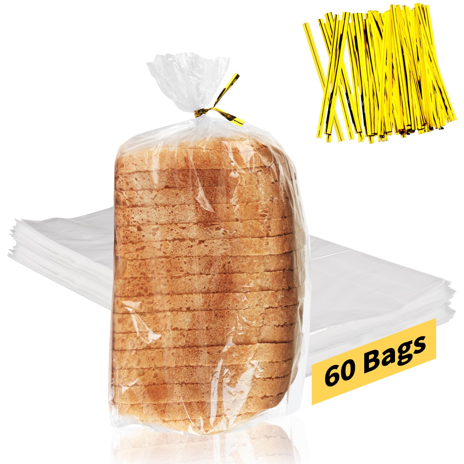 Amazon.com: Bread Bags with Ties, 60 Clear Bread Bags for Homemade ...