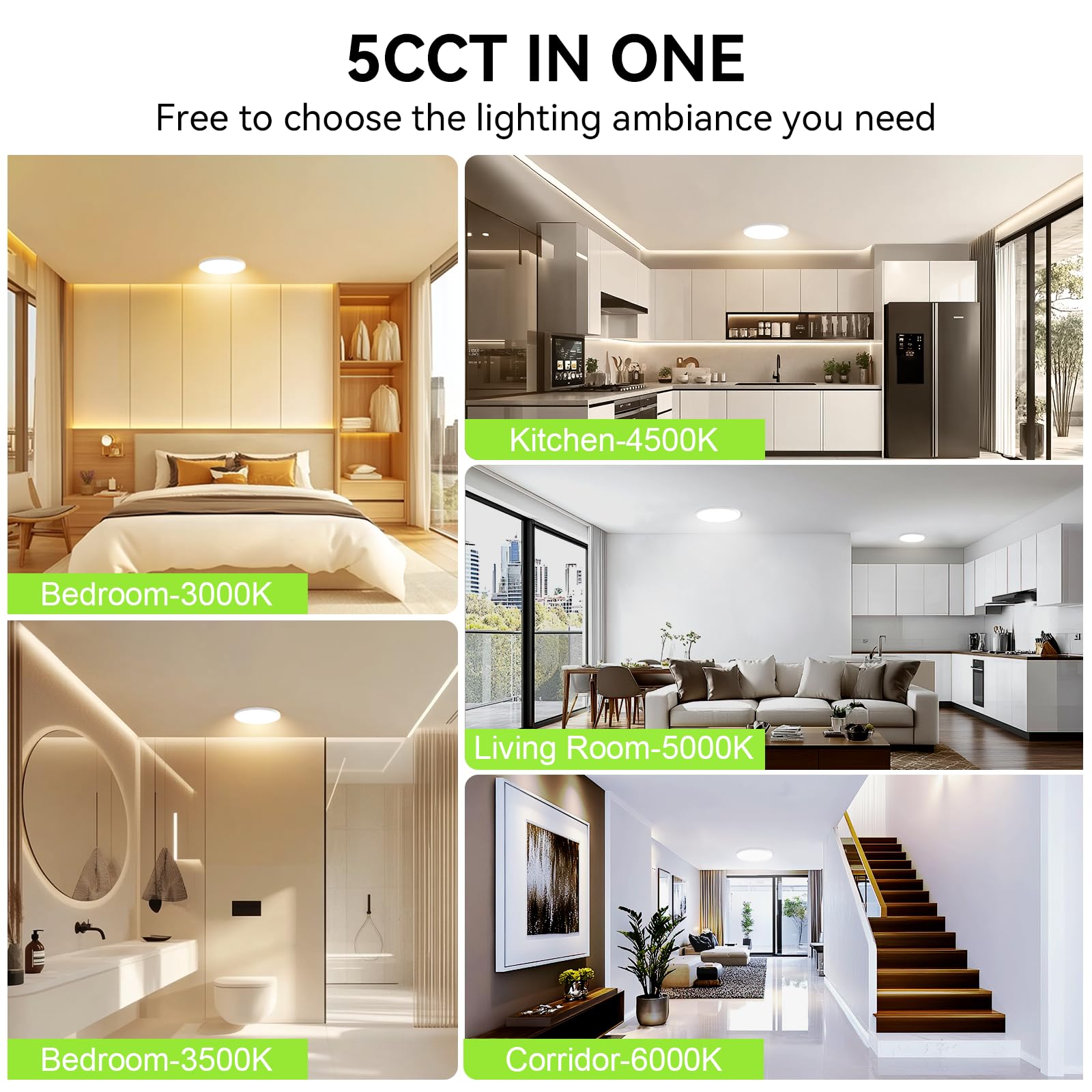 Snapklik.com : MODERN 12Pack LED Flush Mount Ceiling Light, 3000K-3500K ...