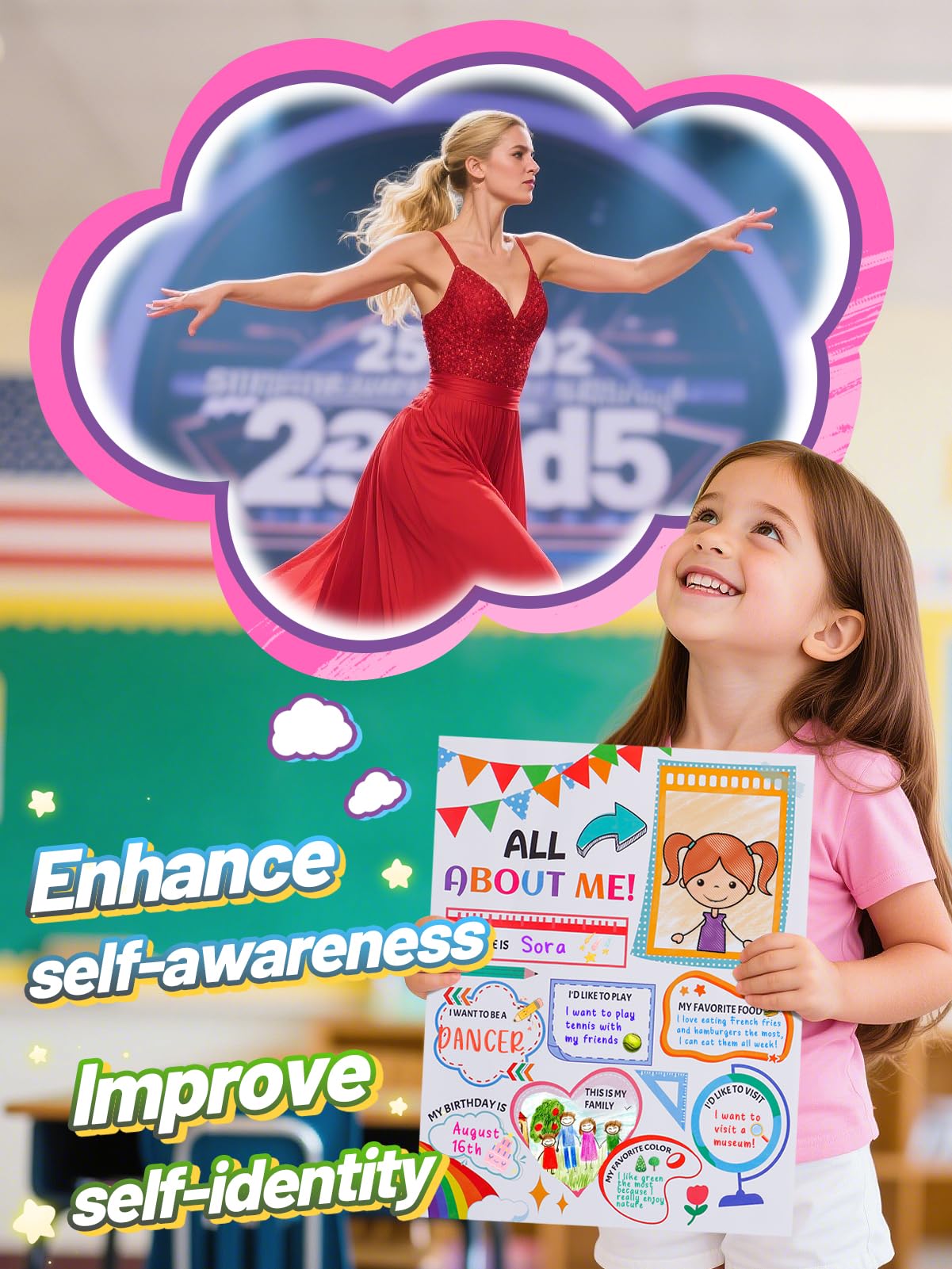 Snapklik.com : 24pcs Large All About Me Posters - Colorful Flag ...