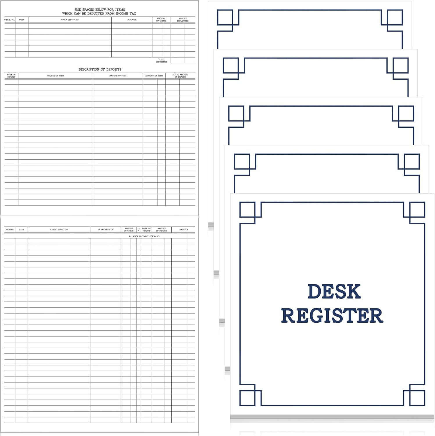 Amazon.com : Kosiz 5 Pcs Check Desk Registers Checkbook Register for ...