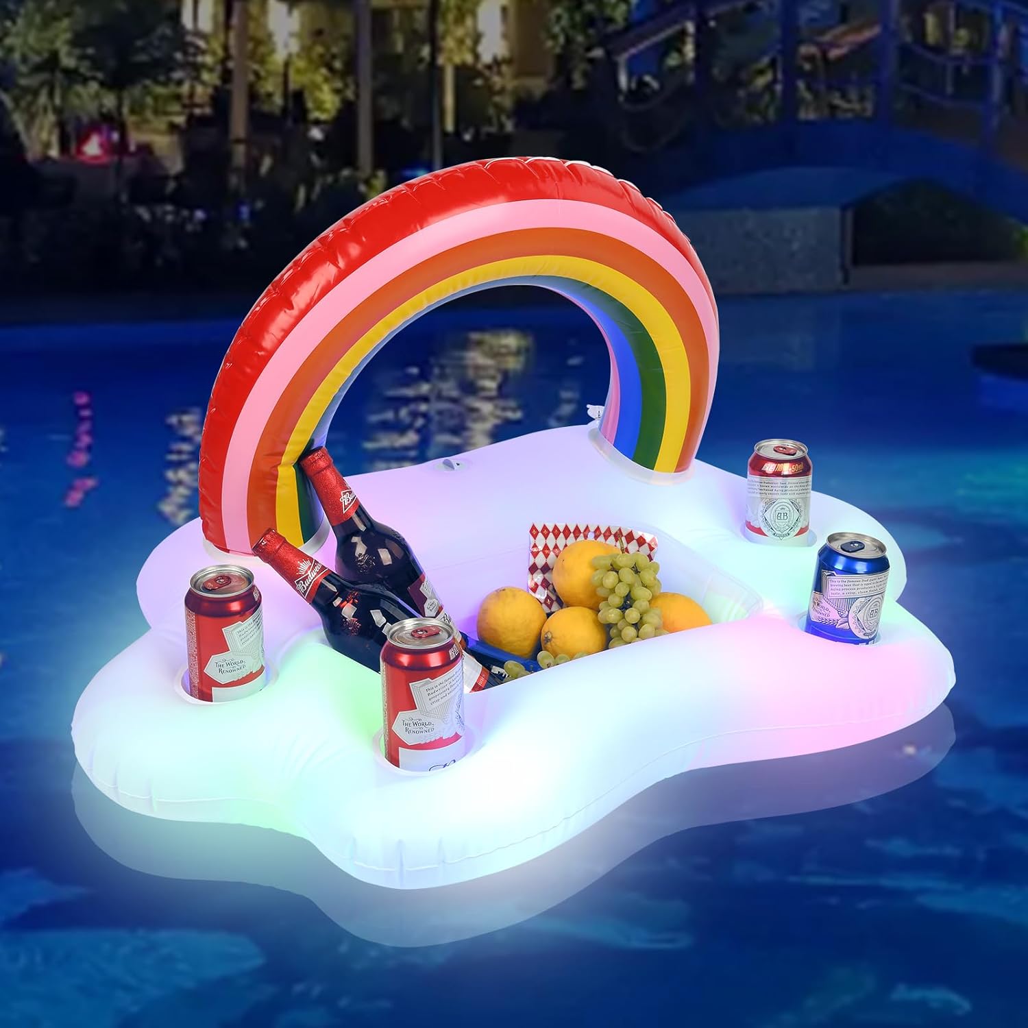 Amazon.com: Bestrip Inflatable Drink Holder with Lights, Rainbow Cloud ...