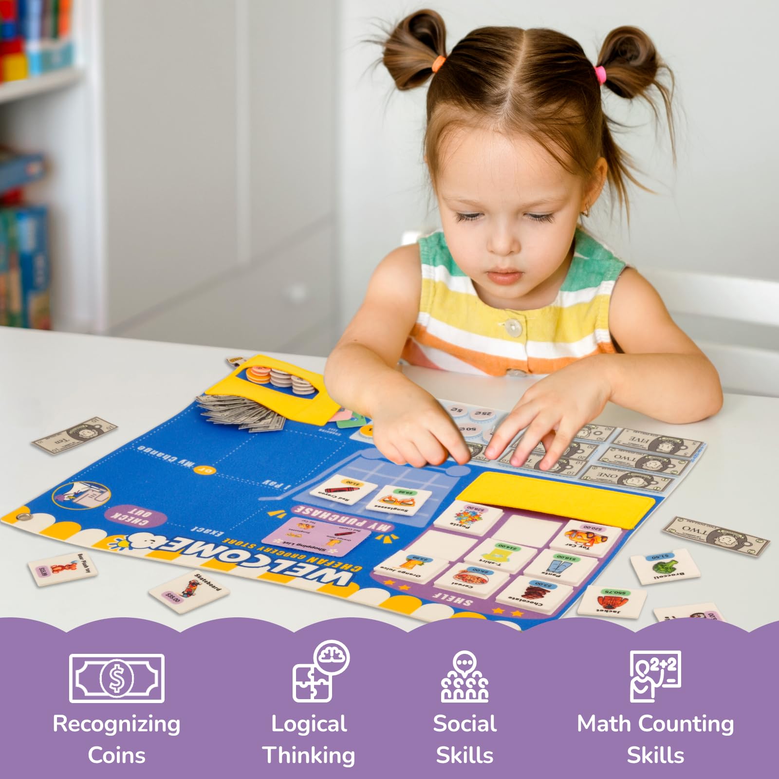 Snapklik.com : Felt Money Board, Counting Bills And Coins, Math ...