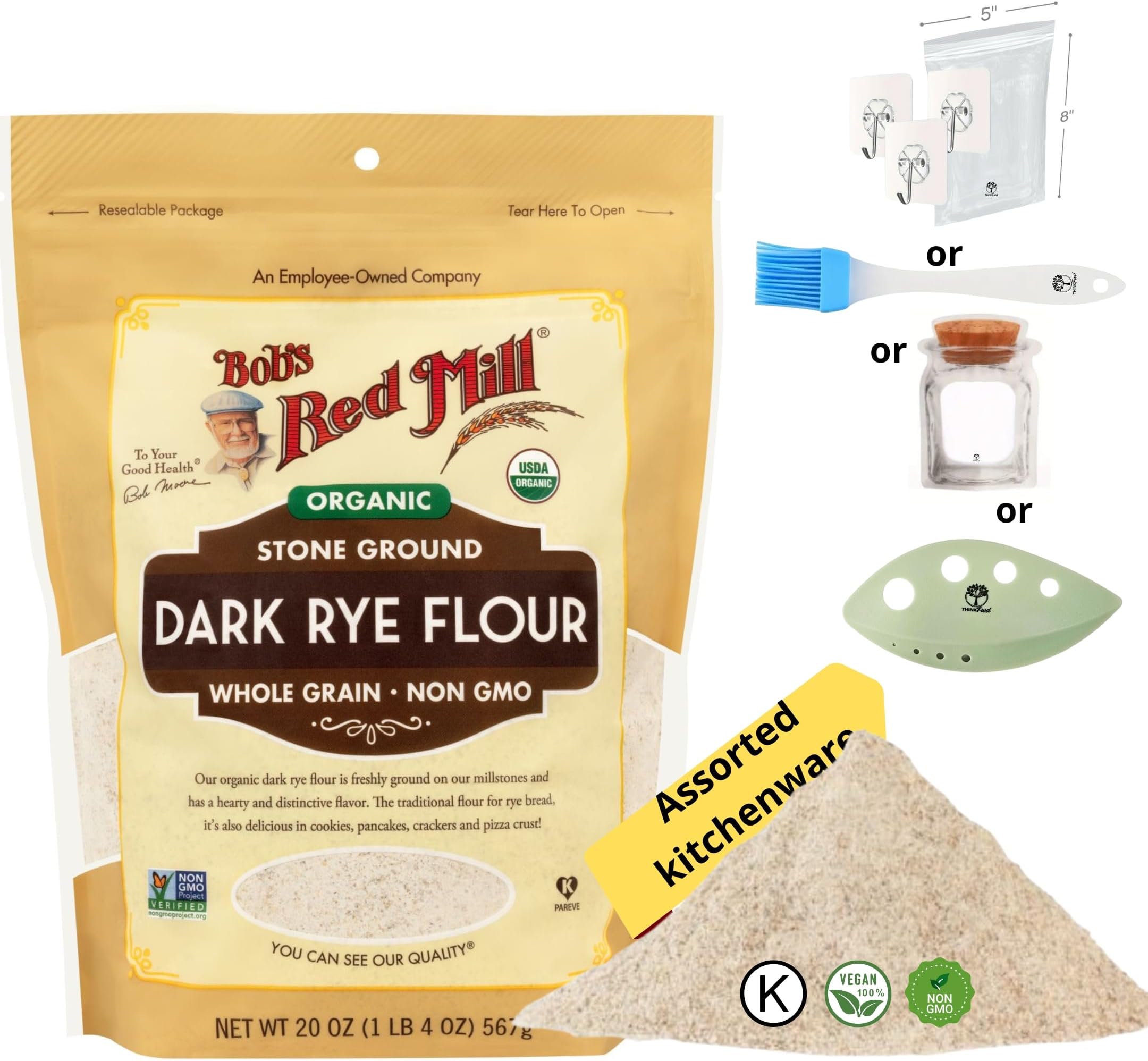 Amazon.com : Bob's Red Mill 2 Organic Dark Rye Flour - 2 20 Ounce (1.25 ...