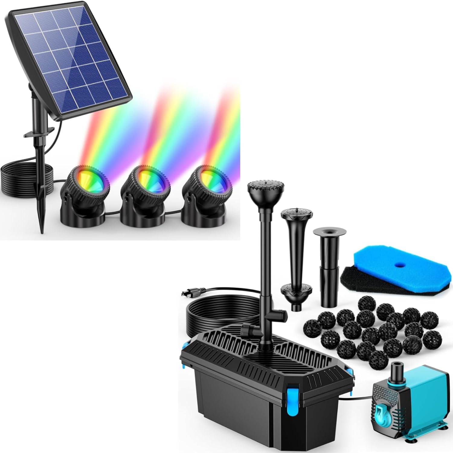 Amazon.com: POPOSOAP RGB LED Solar Pond Lights Waterproof IP68 And ...