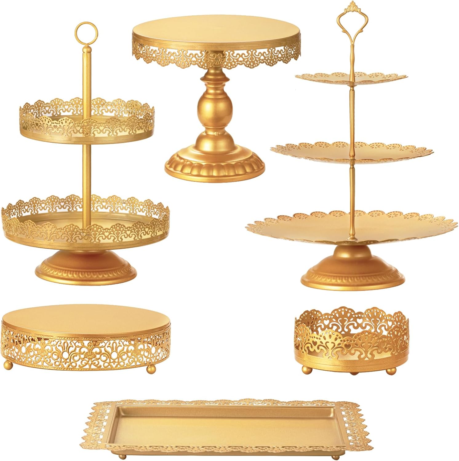 Amazon.com | HBlife 6 PCS Gold Cake Stand Dessert Table Display Set ...