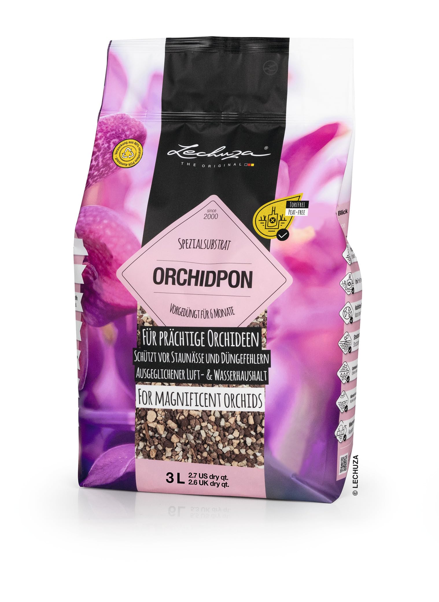 LECHUZA ORCHIDPON Orchid Potting Mix Peat-Free Organic Orchid Compost ...