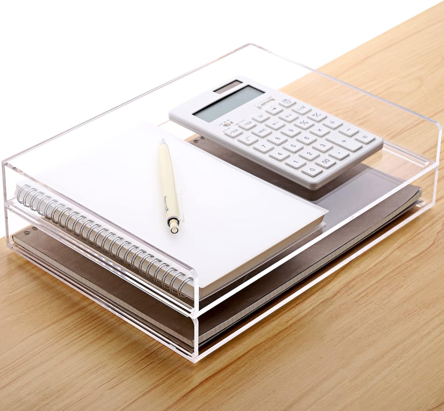 Amazon.com: 2 Pack- Stackable Paper Letter Tray, A4 File Tray Desk ...