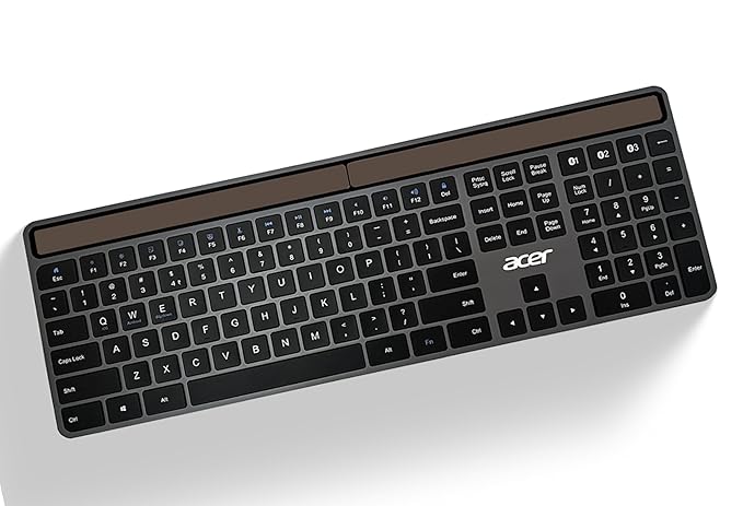 Acer Solaris Solar Powered Bluetooth Keyboard, 109-Key Wireless ...