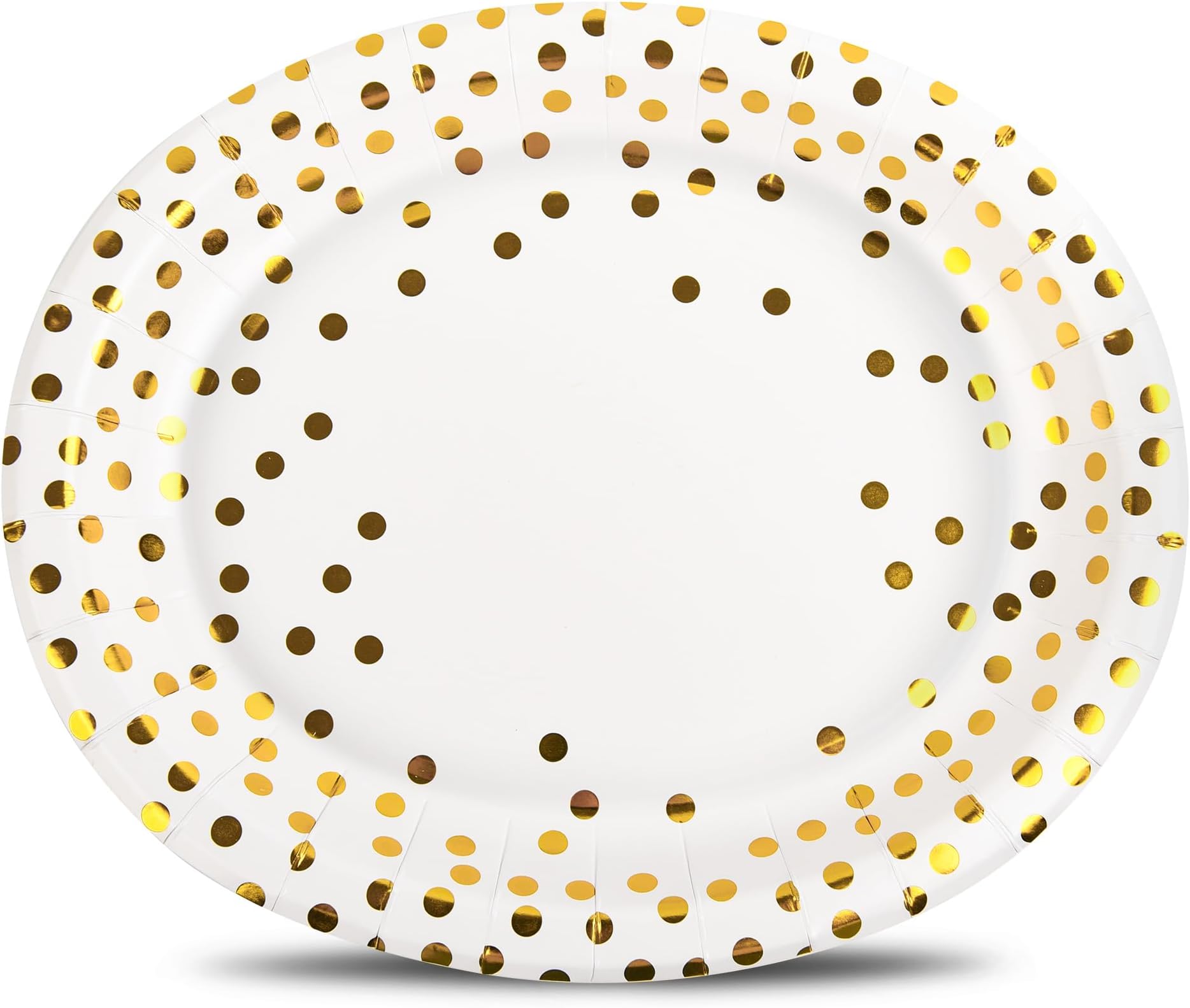 Amazon.com: AimFun 50 Pcs Oval Paper Plates Large Disposable Gold Polka ...