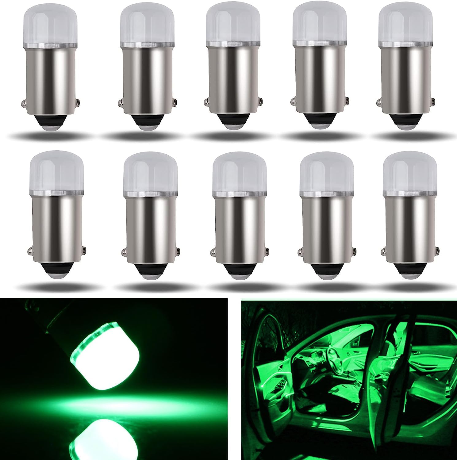 Amazon | YongMing BA9S G14 LED バルブ ポジションランプ 防水 拡散レンズ ルームランプ 12V車用 グリーン ...