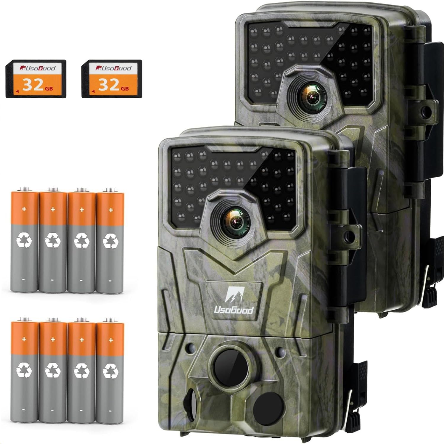 Snapklik.com : Trail Camera 36MP 2K 30fps, Usogood 2pcs Night Vision ...