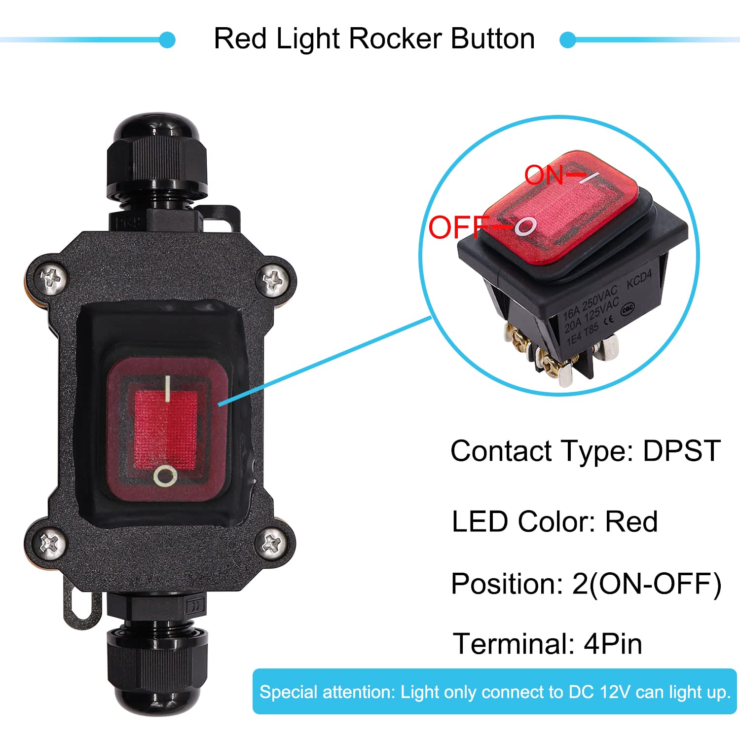 Snapklik.com : Hmknana IP67 Waterproof Inline Cord Switch 12V DC 20A ...
