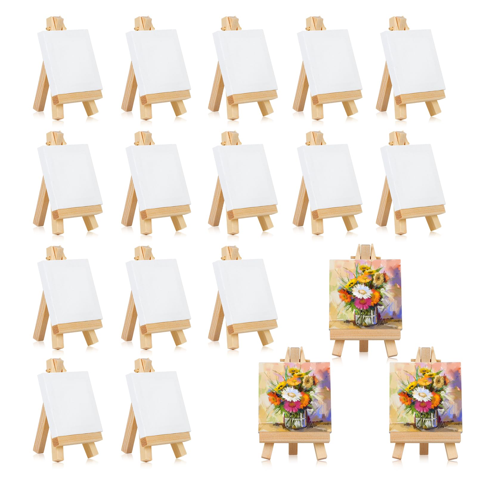 Amazon.com: Mini Canvases Panels for Painting with Mini Easel, 18 Pack ...