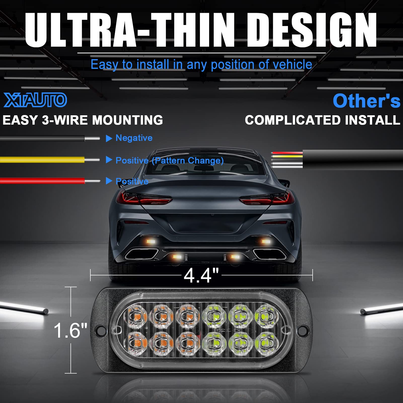 Snapklik.com : 10pcs 12-LED Emergency Strobe Light, Amber White Ultra ...
