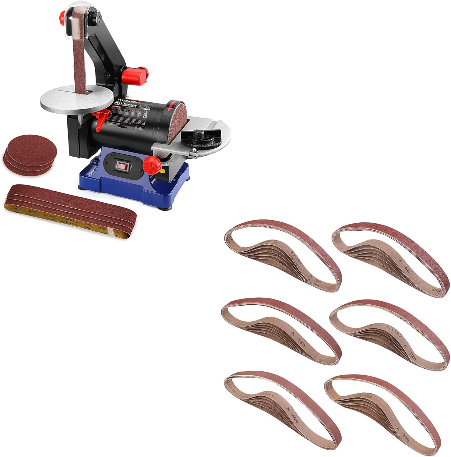 WORKPRO Disc Belt Sander + WORKPRO 36 Pack Sanding Belts - Amazon.com