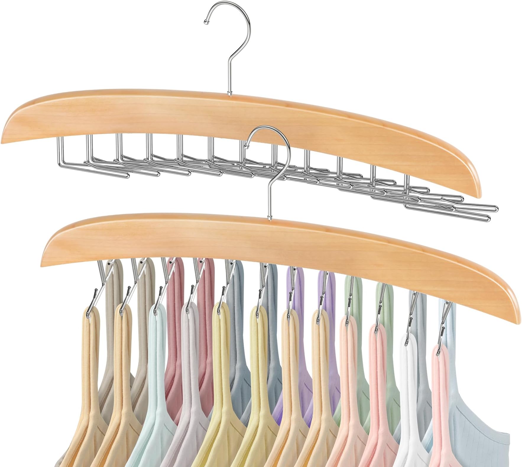 Amazon.com: Loccmat 2Pcs Tank Top Hanger,Wood Bra Hanger with 24 ...