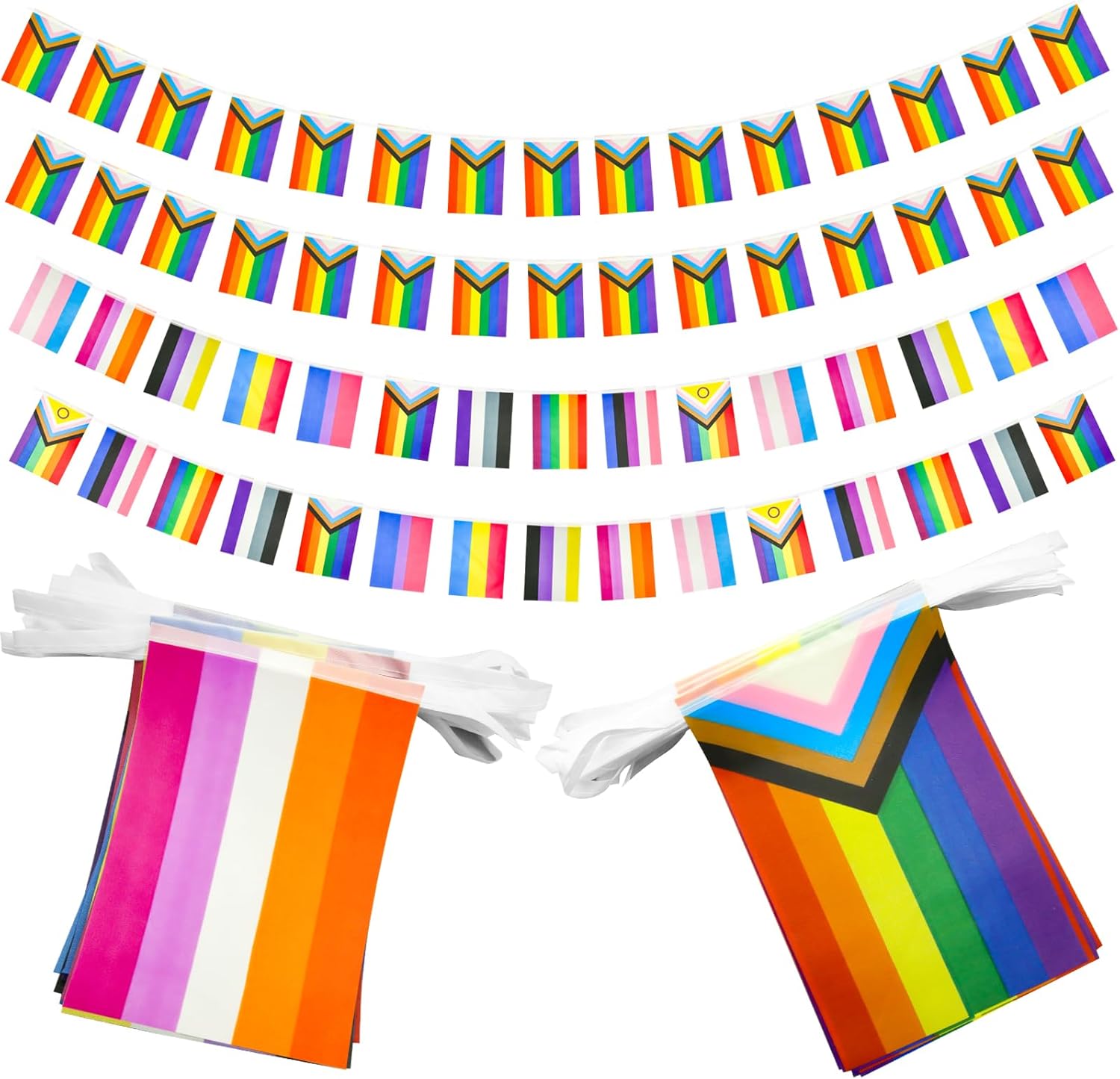 Amazon.com : 2Pcs Pride Flag Rainbow Banner, 32.8ft LGBT Flag Pride ...