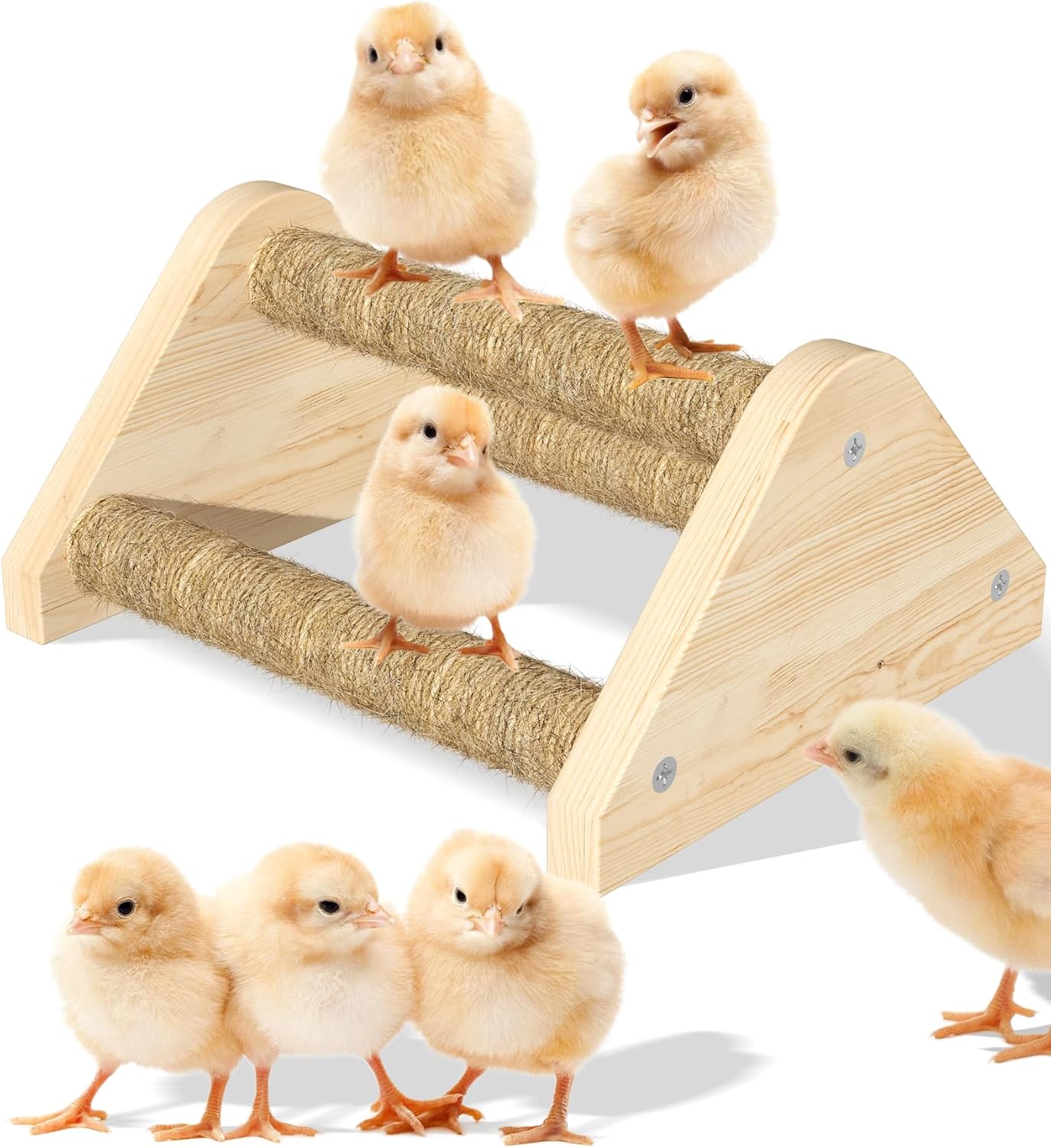 Amazon.com : TRYKERPET Wooden Chicken Perch, Strong Pine Chick Jungle ...