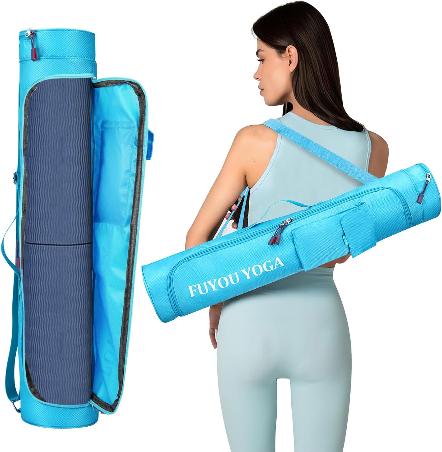 KUIING Yoga Mat Bag with Storage Pocket(30.3×5.9in), Multi-Functional ...