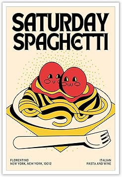 Amazon.com: DVBOCS Retro Food Canvas Wall Art,Saturday Spaghetti ...