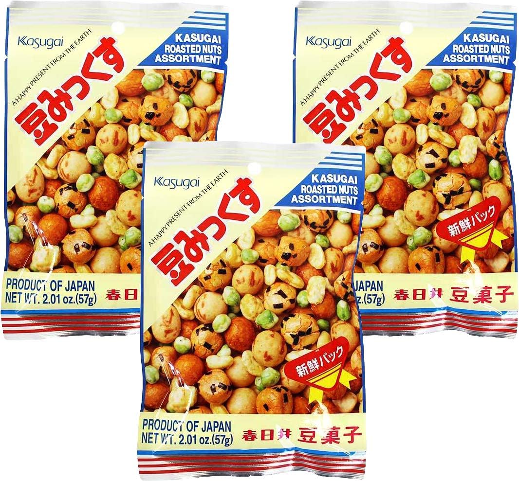 Amazon.com: Kasugai Roasted Nuts Assortment 2.01oz 3 Pack : Grocery ...