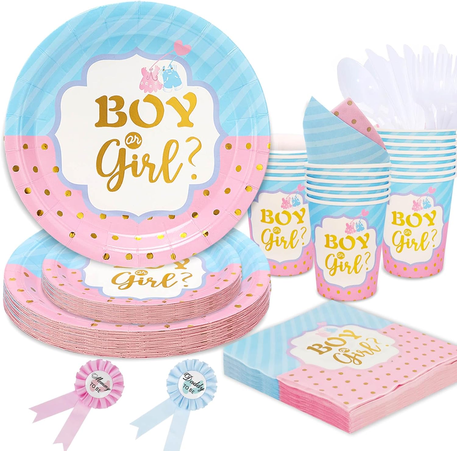 Amazon.com: 177 Pcs Gender Reveal Decorations - Pink & Blue Paper ...