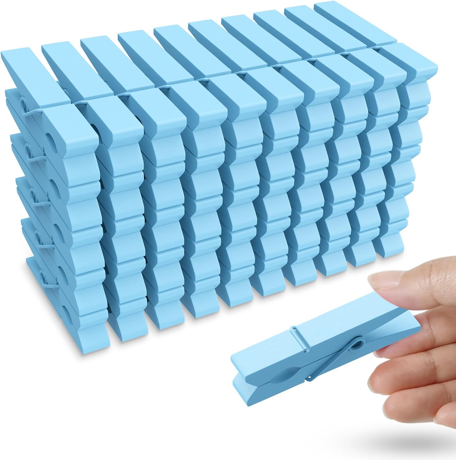 Amazon.com: 50PCS Colored Wooden Clothespins, 2.9inch Blue Clothes Pins ...