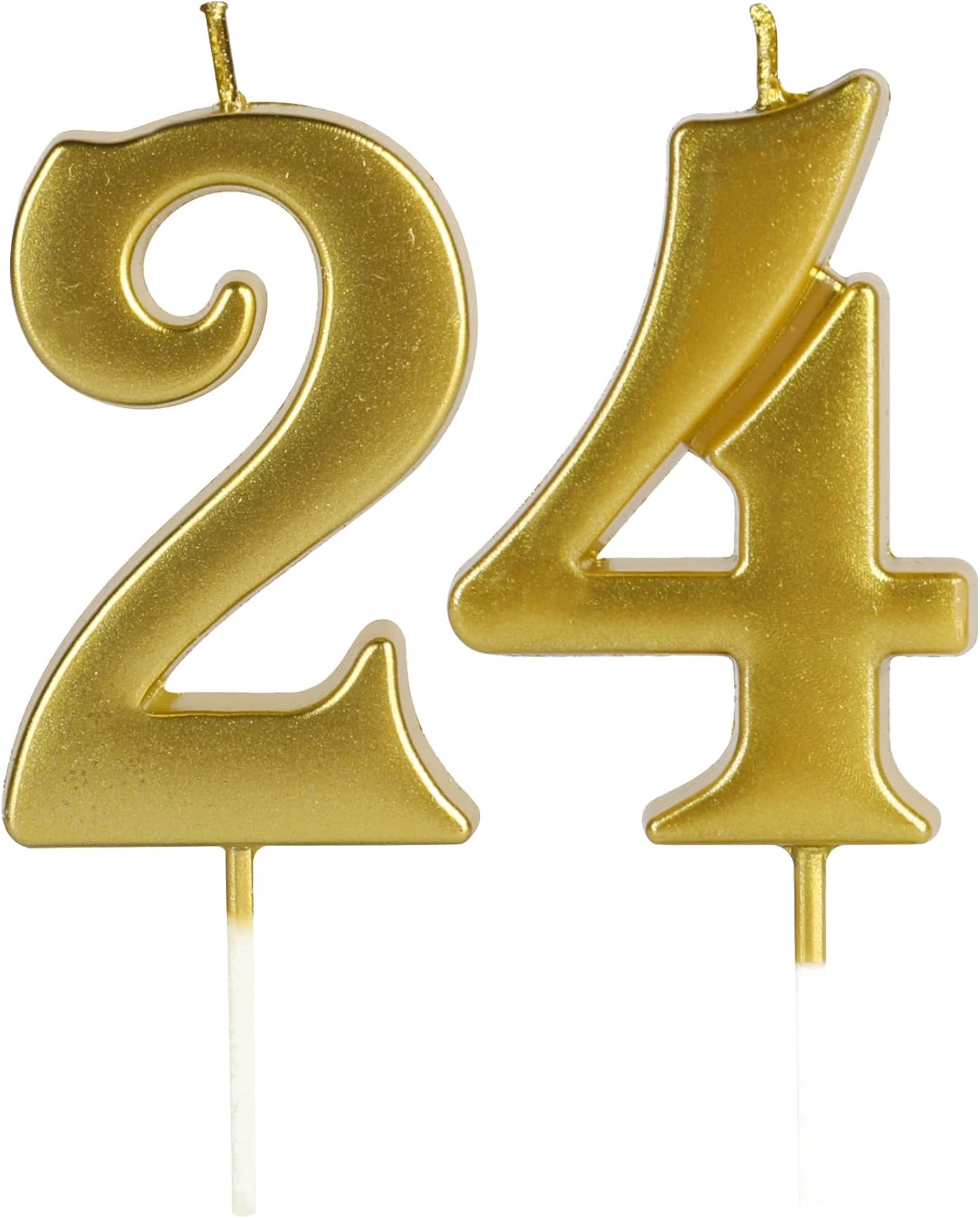 Amazon.com: Gold 24th & 42nd Number Birthday Candles for Cake Topper ...