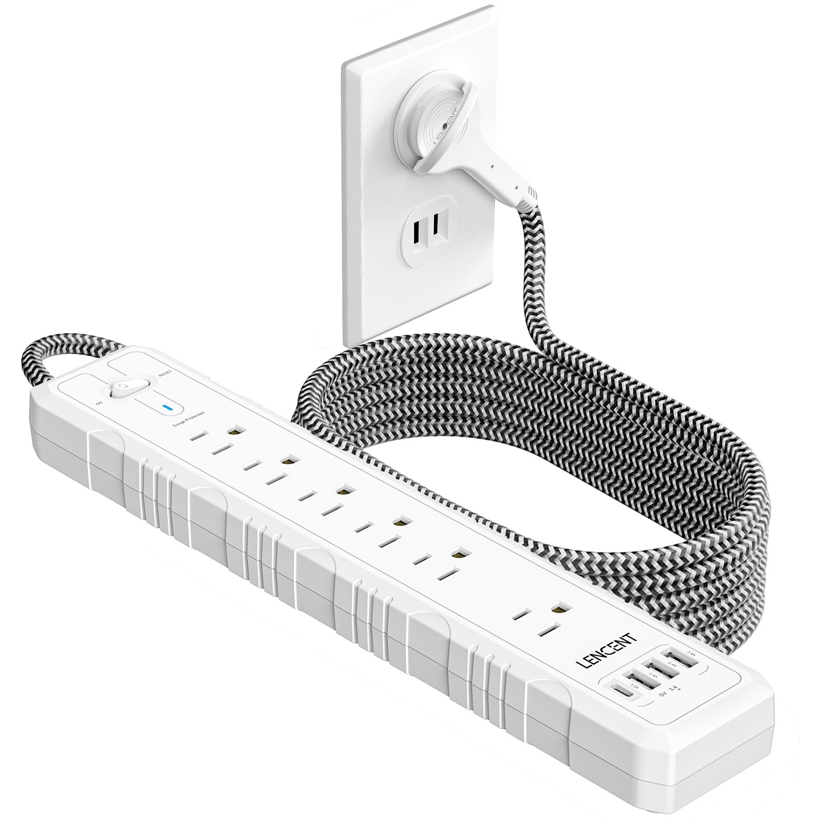 Amazon.com: LENCENT 2 Prong Power Strip, 3 to 2 Prong Outlet Adapter ...