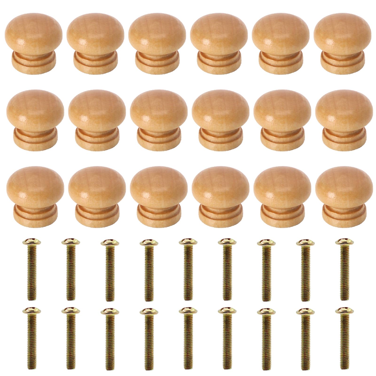 GETFACAI 18PCS Wooden Drawer Knobs with Screws, Mushroom Shape Cabinet ...