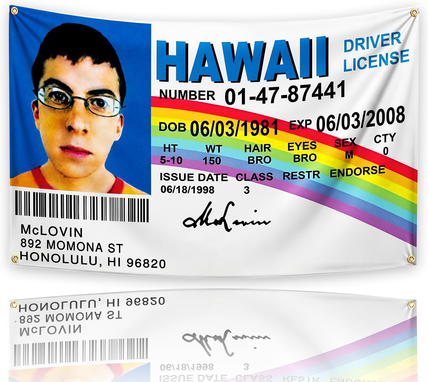 Amazon.com : WYFGL 3×5 FT McLovin Fake ID Flag Driver License Flag with ...