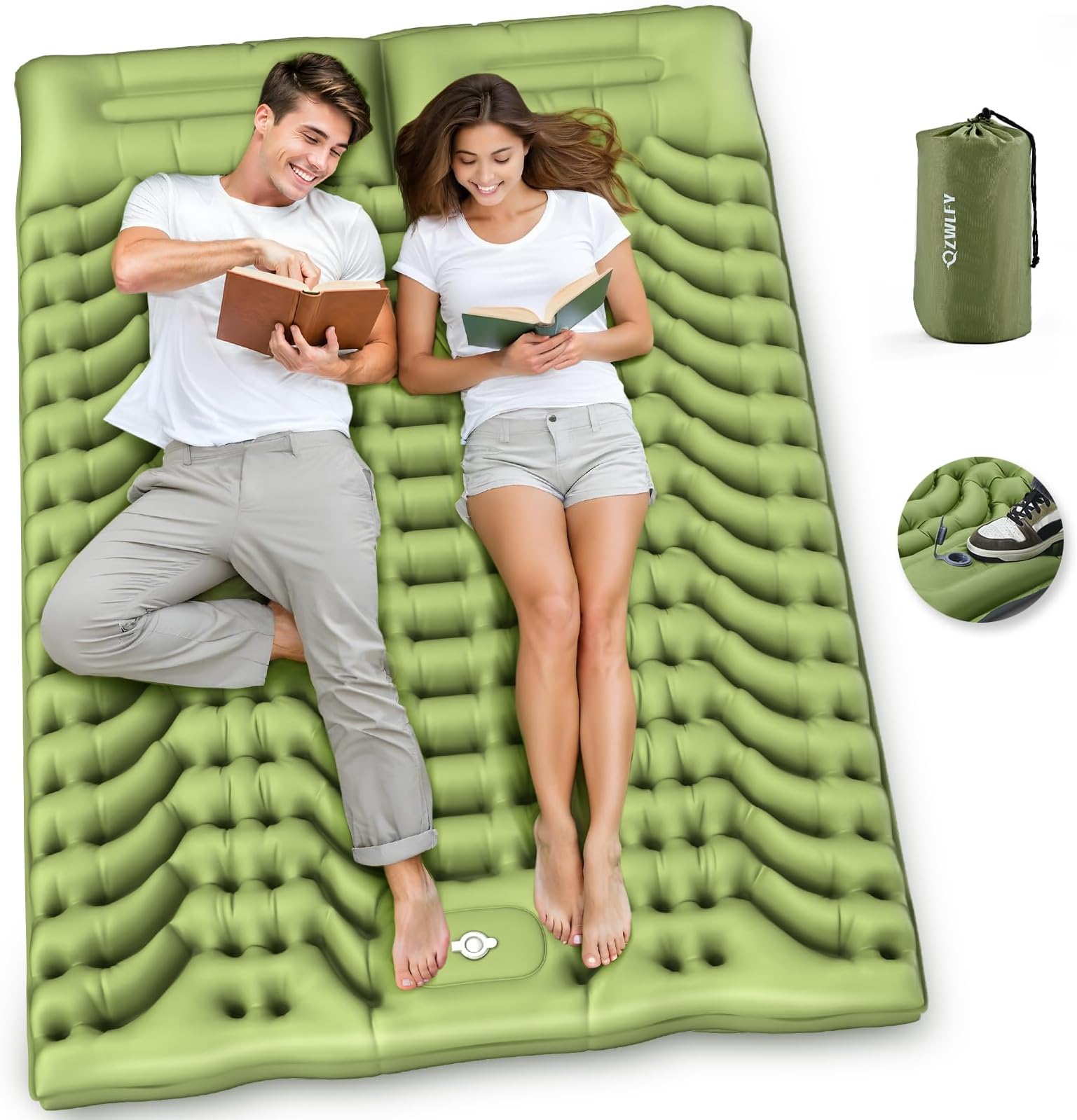 Amazon.com : Double Sleeping Pad - Self Inflating Sleeping Mat 4" Extra ...