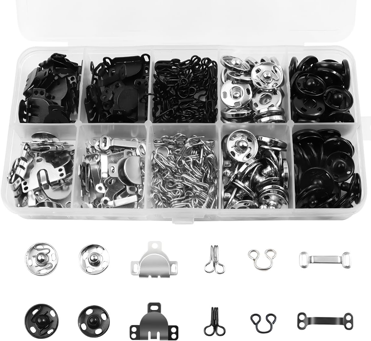 Amazon.com: Metal Hooks and Eyes Closure No Sew Silver Hooks Heavy Duty ...