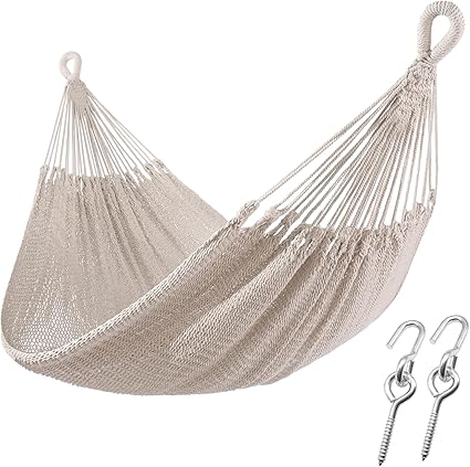 Amazon.com : ZEAN Handwoven Hammock by Thick Cotton Rope XXL Two Person ...