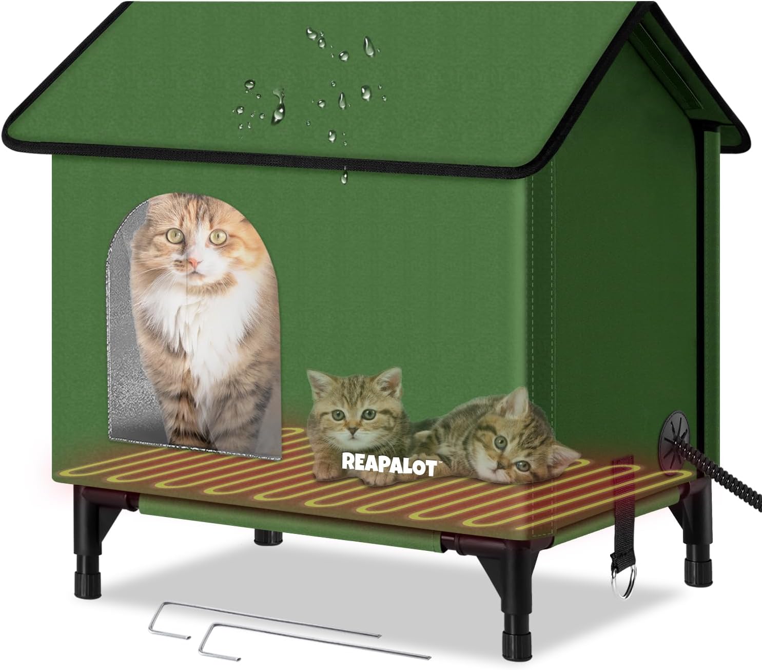 REAPALOT Large Heated Cat House for Outside Cat in Winter, Insulated ...