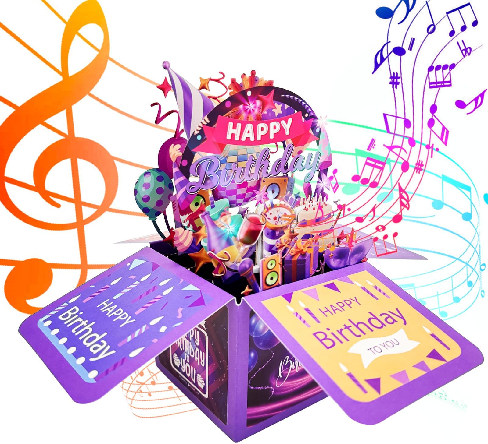 Birthday Card, 3D Musical Happy Birthday Card with Light, Personalised ...