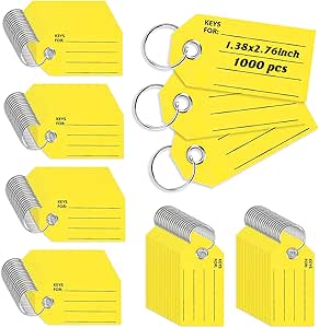 Amazon.com : 1000 Pcs Key Tags with Labels Yellow Key Tags with Ring ...