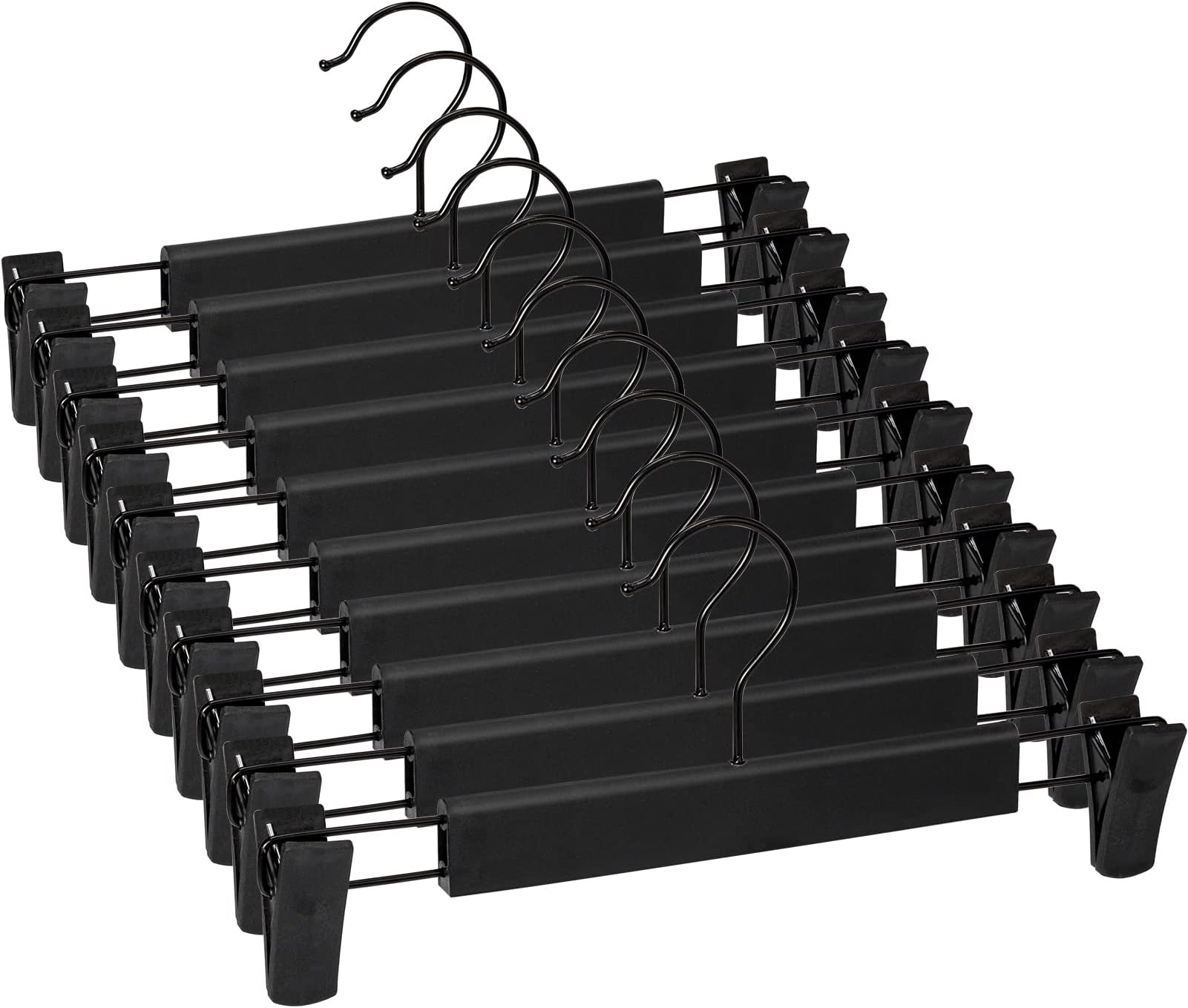 10 Small Black Plastic Expandable Spring Coat Hangers for Trousers ...