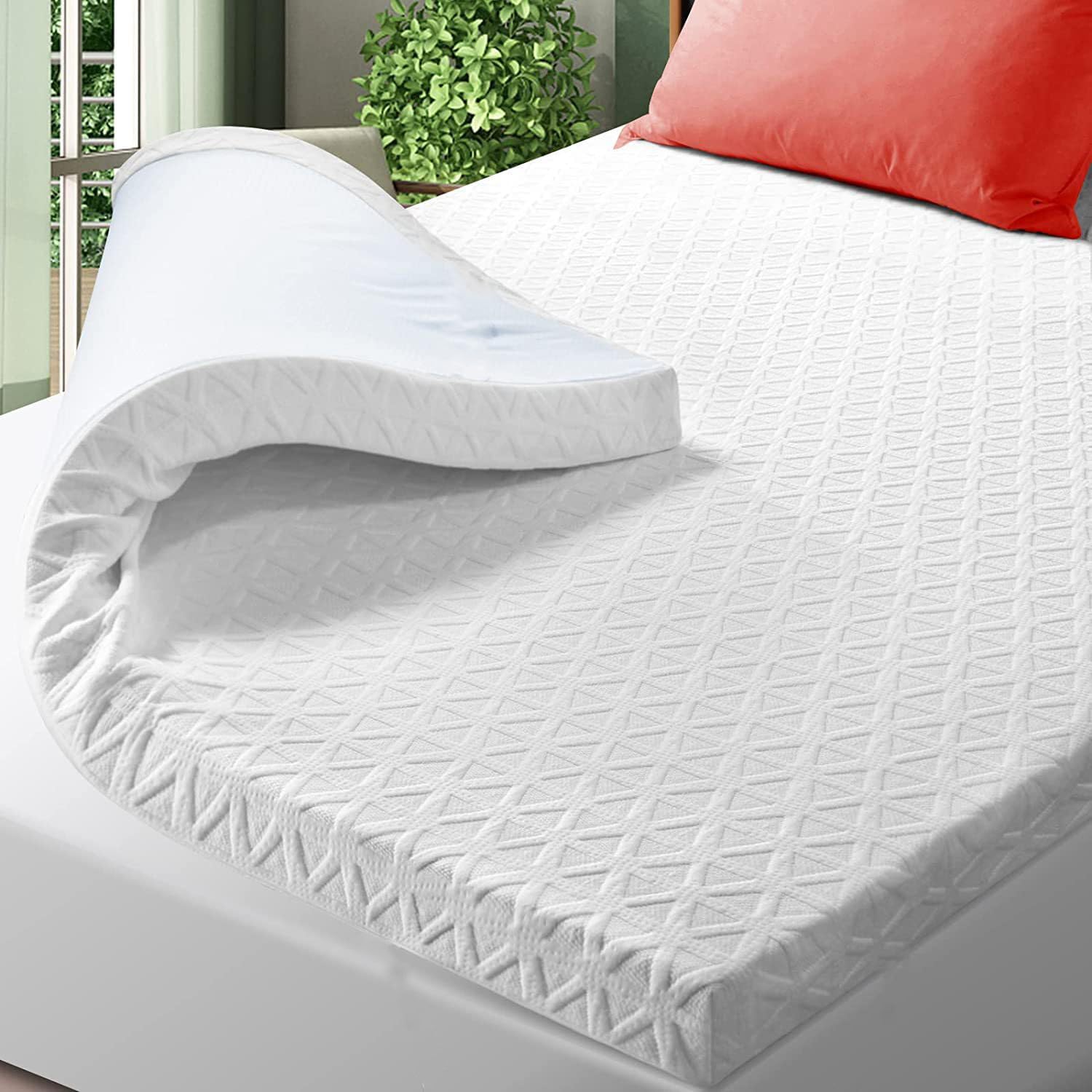 Amazon.com: 3 Inch Memory Foam Mattress Topper with Removable Soft ...