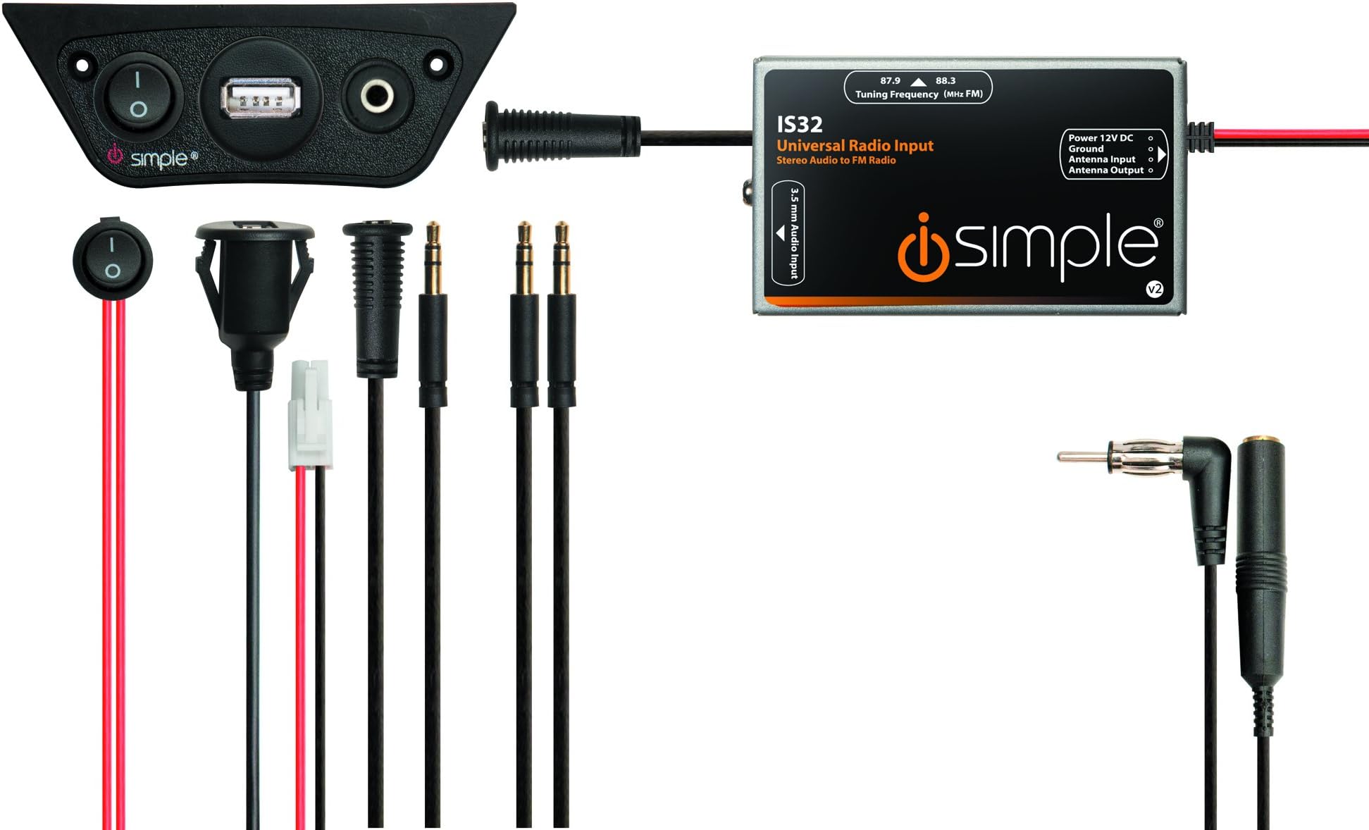 Amazon | iSimple FMモジュレーター RadioMod RCA音声入力可能 3.5mm USBスイッチポート付き IS32 ...