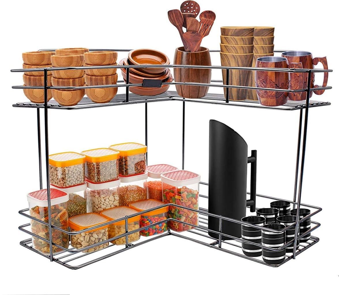 sushiel Stainless Steel Multipurpose Storage Rack/ 2 Layer L Corner ...