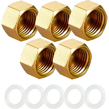 FUATY 1/4” Brass Pipe Cap NPT Female Pipe Plug Caps Hex Head End ...