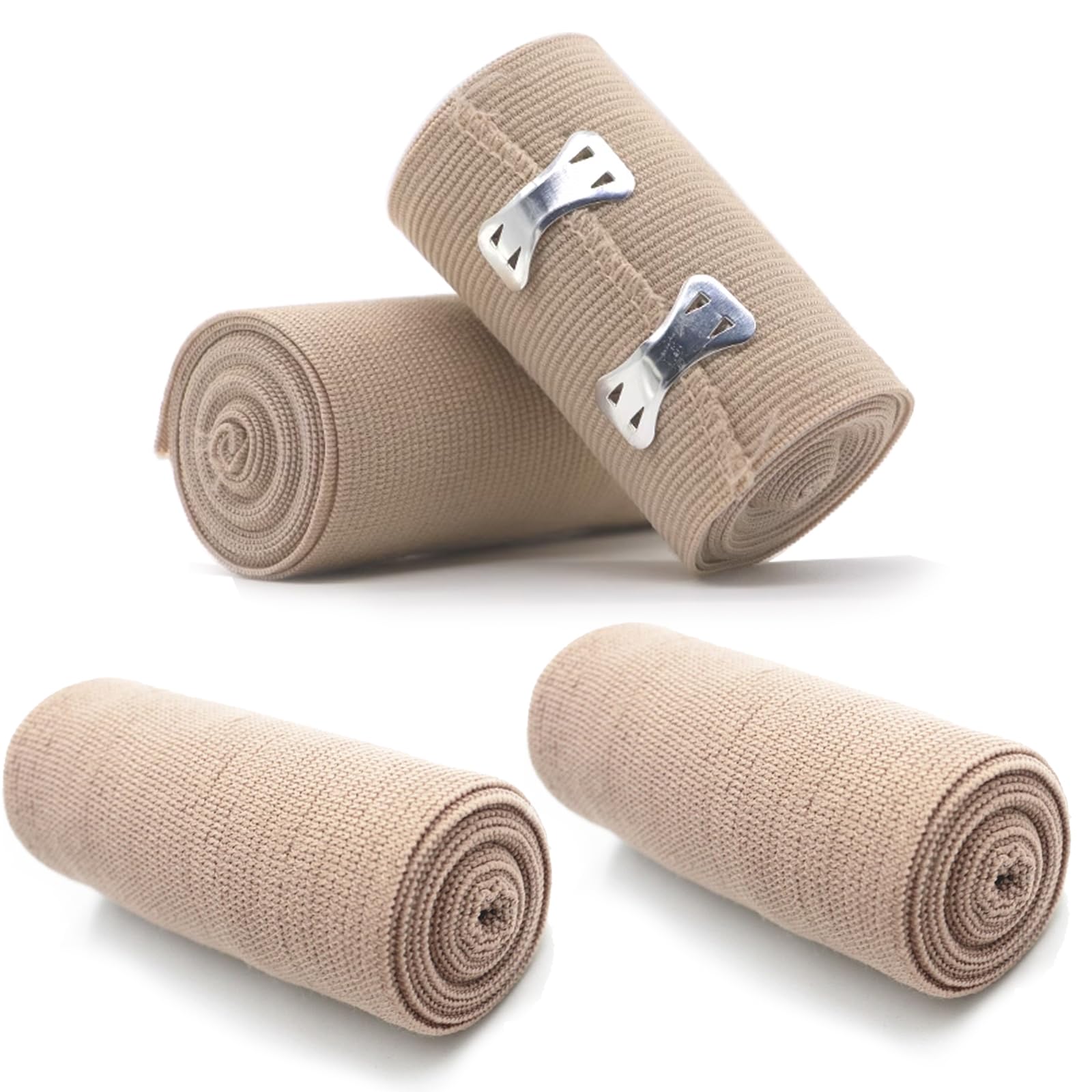 4Pcs Premium Compression Bandage, Elastic Bandage Wrap with Self ...