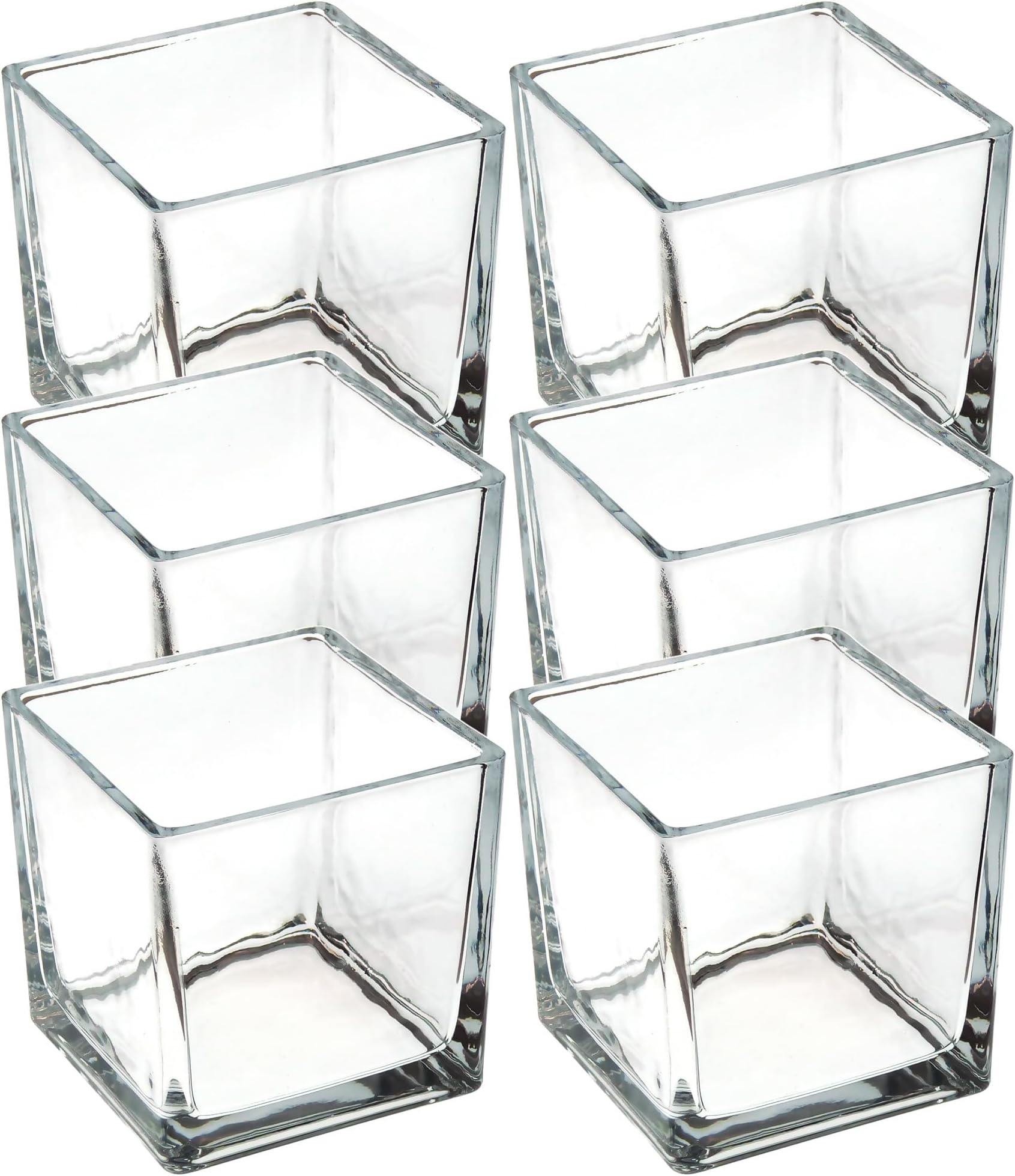 Amazon.com: Vasefill 6-Pack Clear Square Glass Vase Tapered - Cube 4 ...