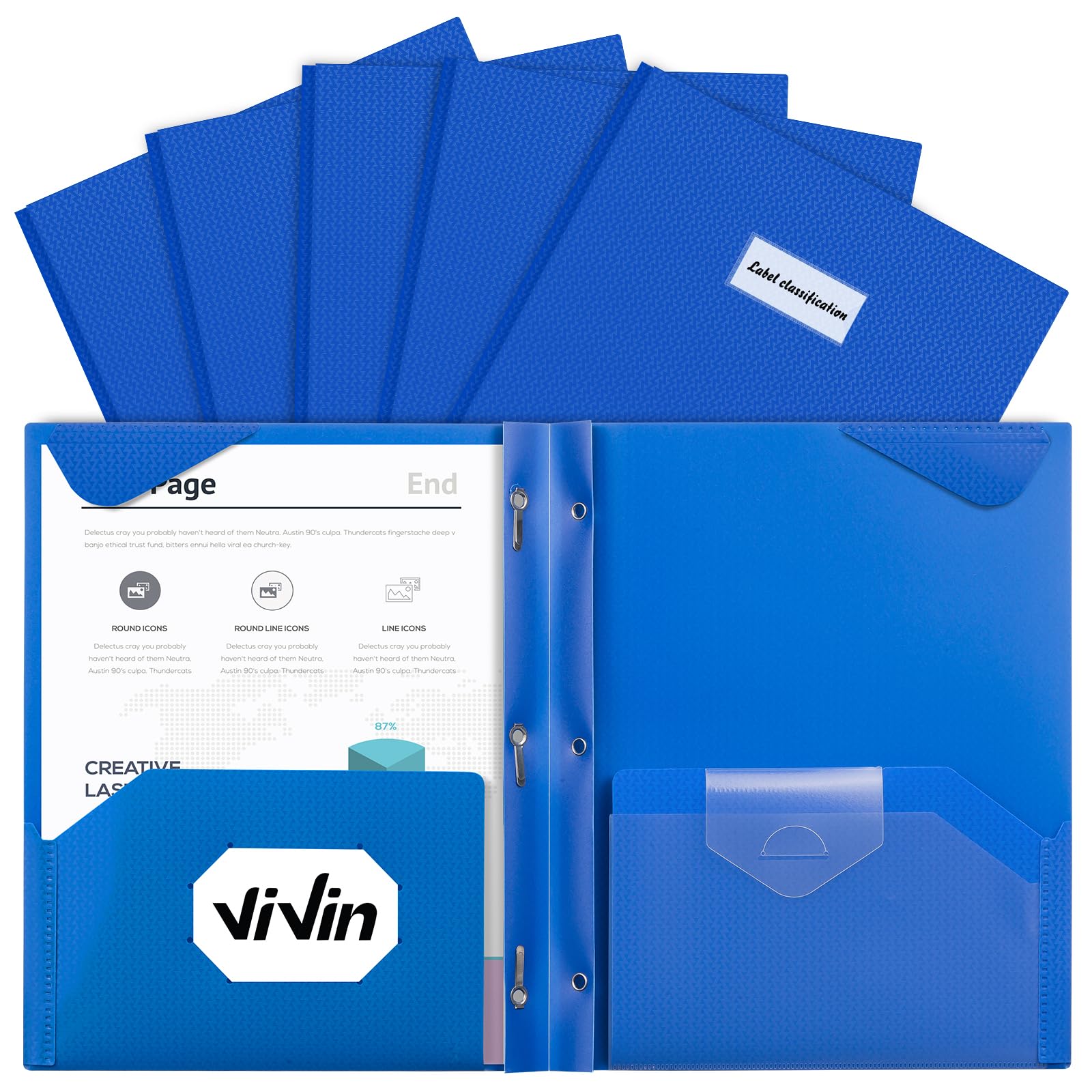 Snapklik.com : ViVin 6-Pack Blue Plastic Folders