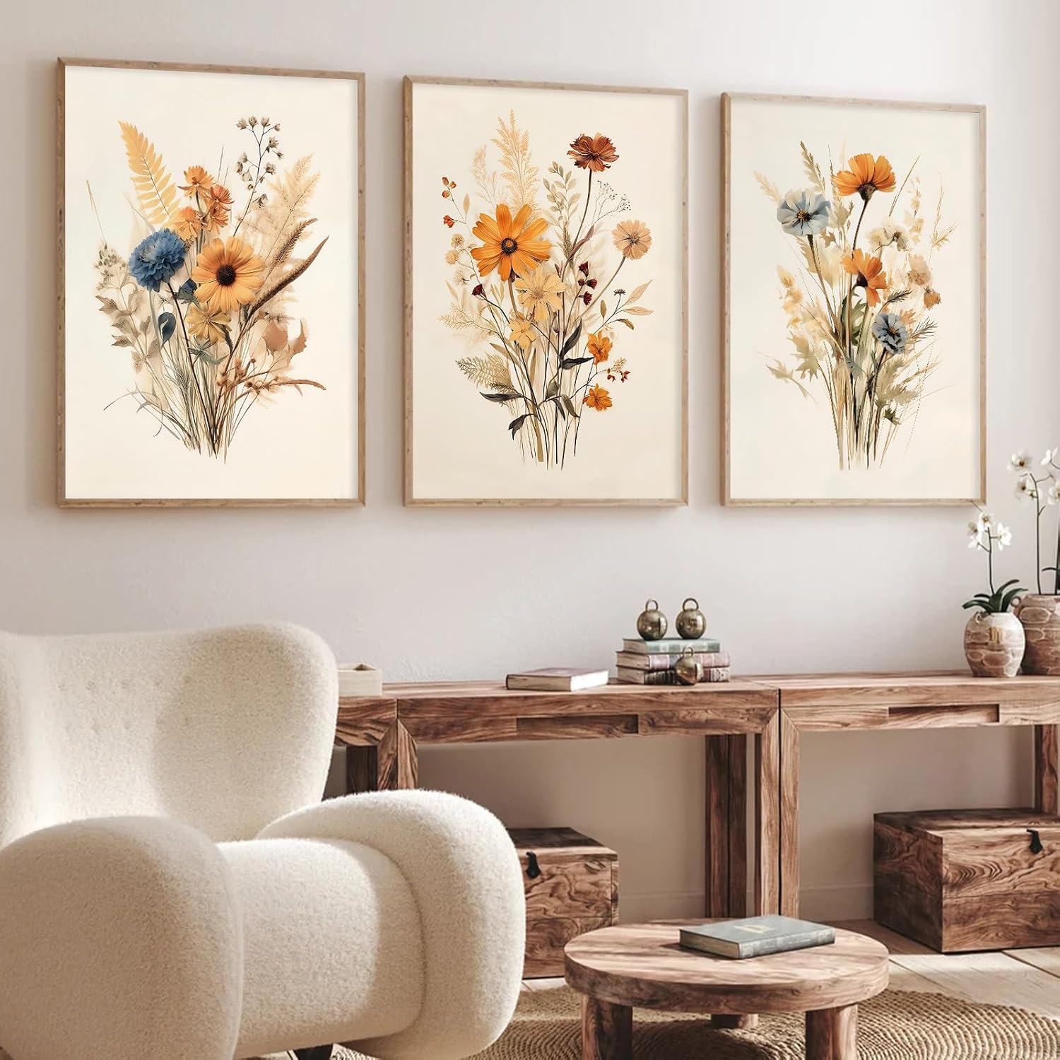 Amazon.com: Botanical Floral Canvas Wall Art Prints Watercolor Flower ...
