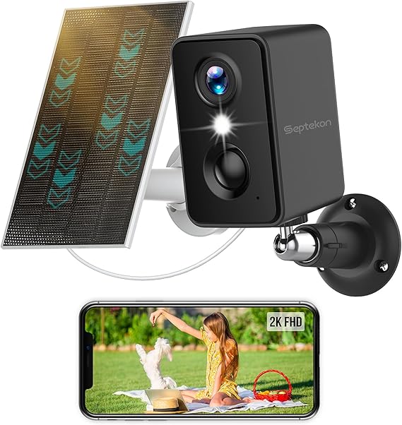 Amazon.com : Septekon 2K Security Cameras Wireless Outdoor, Solar ...